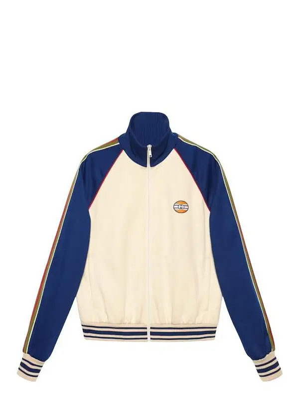Gucci Technical Jersey Zip-up Jacket - Ivory/blue