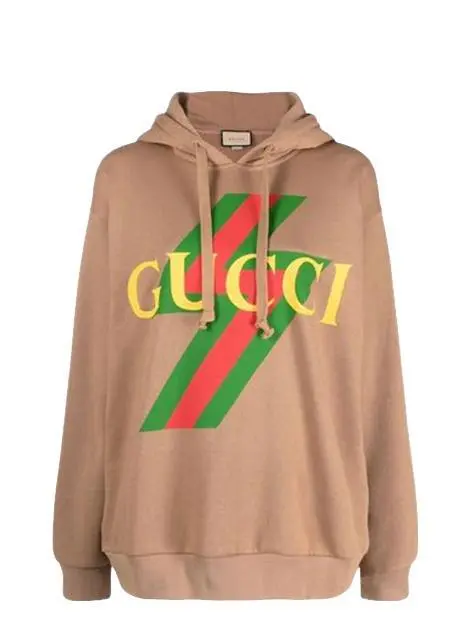 Gucci Vintage Logo Hoodie - Camel/red/green