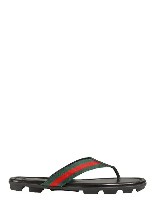 Gucci Web And Leather Thong Sandal - Black/green/red