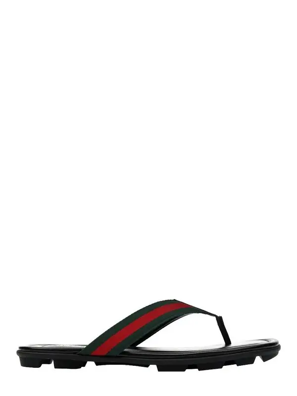 Gucci Web And Leather Thong Sandal - Black/green/red