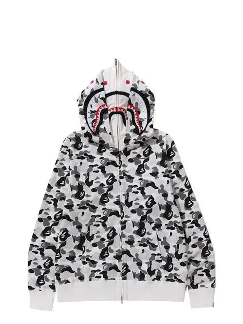 BAPE Abc Camo Double Shark Full Zip Hoodie - Grey