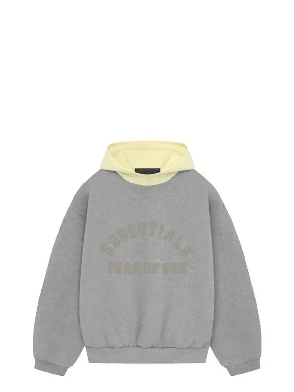 Fear Of God Essentials Nylon Fleece Hoodie - Dark Heather Oatmeal/garden Yellow