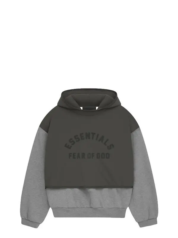 Fear Of God Essentials Nylon Fleece Hooded Sweater - Dark Heather Oatmeal/ink