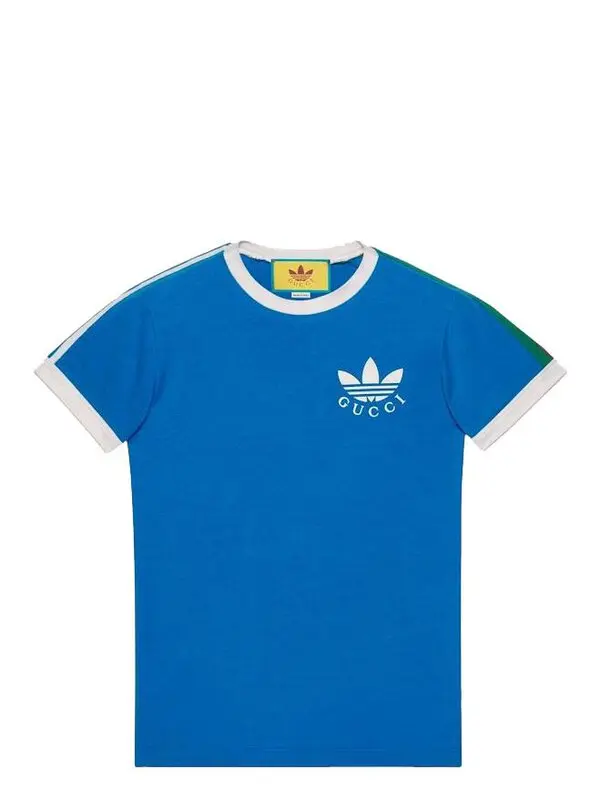 Gucci X Adidas Trefoil Print T-shirt - Blue
