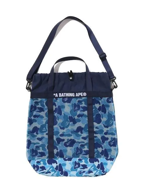 A BATHING APE Abc Camo Mesh Tote Bag - Blue