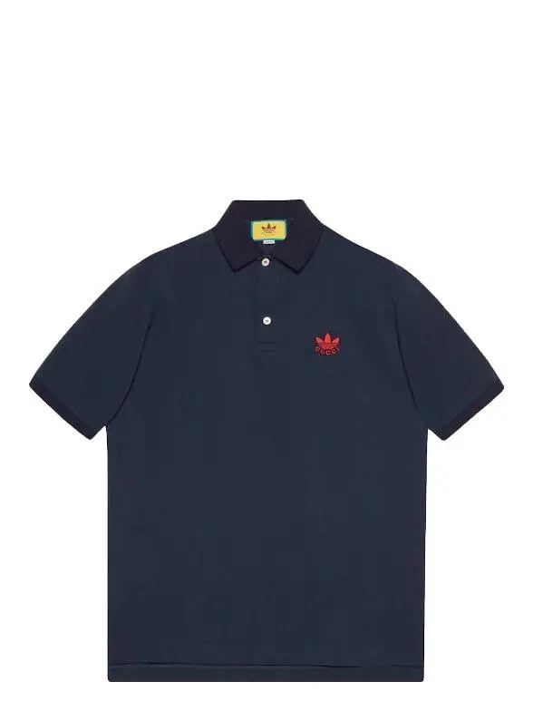 Gucci X Adidas Cotton Piquet Polo Shirt - Dark Blue