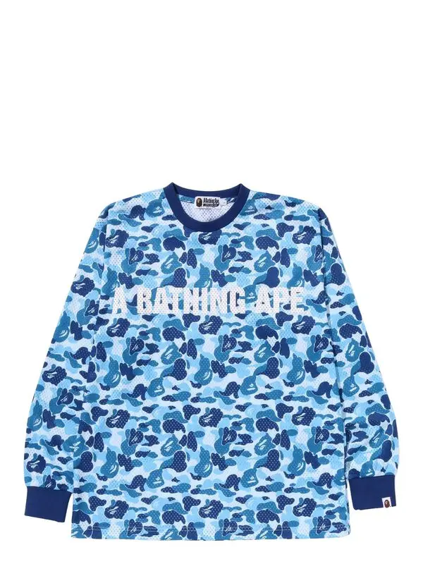 A BATHING APE Abc Camo Mesh Relaxed Fit Long Sleeve Tee Shirt - Blue
