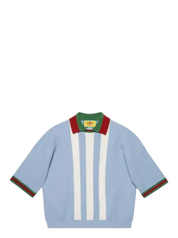 Gucci X Adidas Viscose Polo Shirt - Light Blue