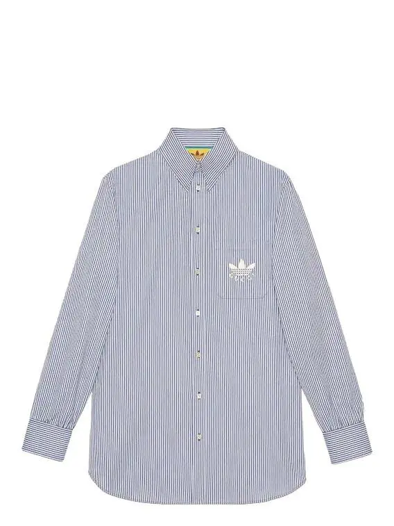 Gucci X Adidas Striped Cotton Shirt - Blue/white