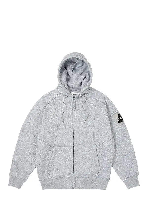 PALACE Bonded Sherpa Zip Hood - Grey Marl