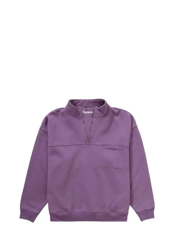 Supreme Washed Half Zip Pullover - Dusty Purple