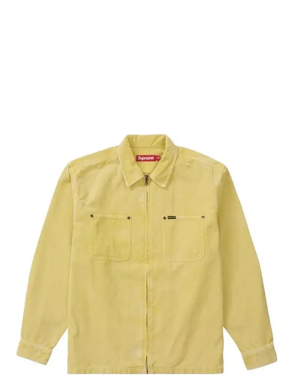 Supreme Washed Corduroy Zip Up Shirt - Yellow