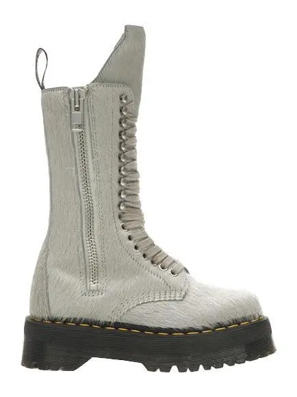 Dr. Martens 1918 Ro Hair On Lace Up Platform Boots - Pearl