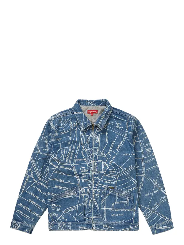 Supreme Gonz Map Work Jacket - Washed Blue