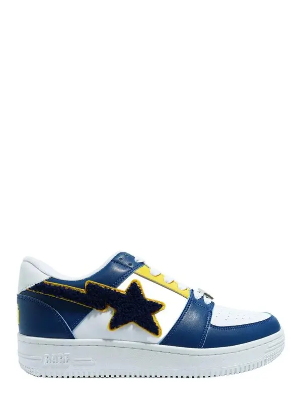 BAPE A Bathing Ape Sta Low Patchedin Sneakers - Navy Blue/white