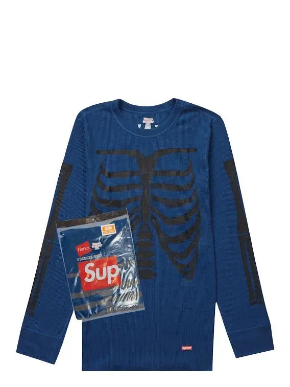 Supreme Hanes Bones Thermal Crew - Blue