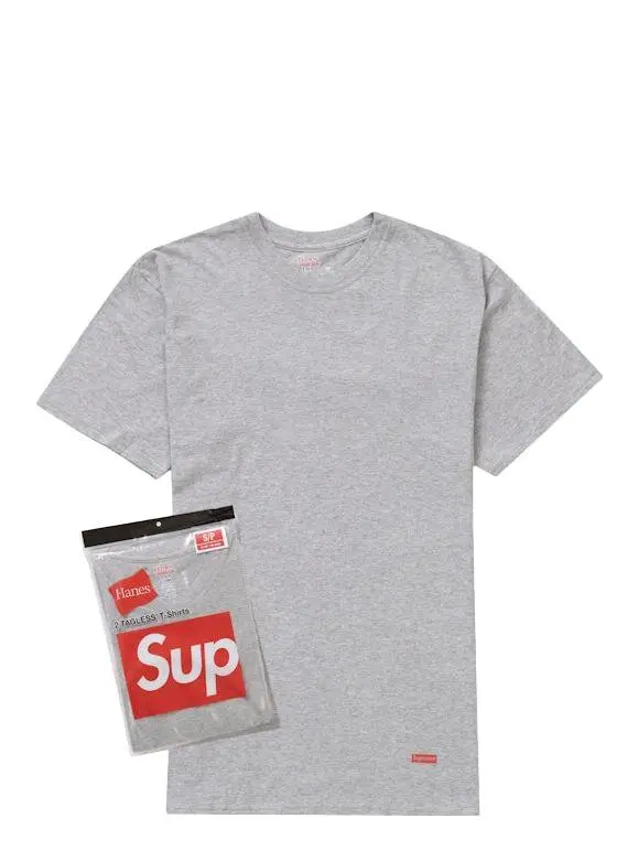 Supreme Hanes Tagless Tee Shirts - Heather Grey