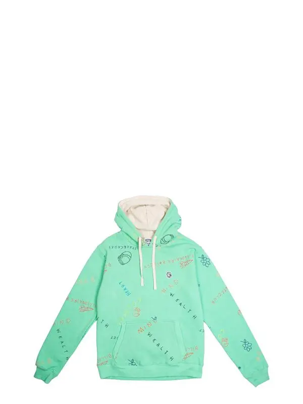 BILLIONAIRE BOYS CLUB Scribble Printed Hoodie - Green/spring Bud