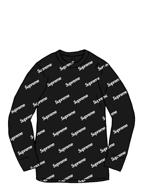 Supreme Hanes Thermal Crew - Black Logos