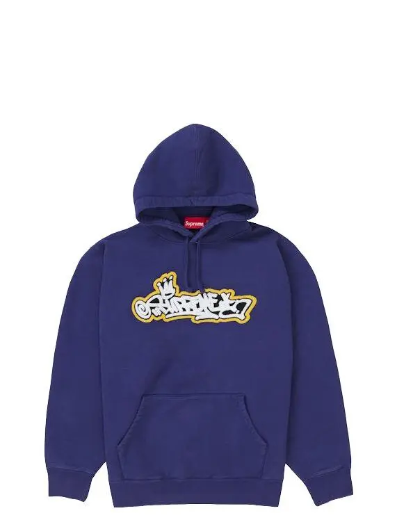 Supreme Handstyle Hooded Sweatshirt - Washed Navy Blue