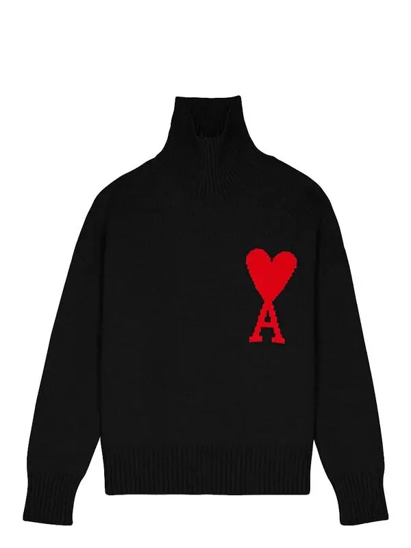 Ami De Coeur Oversize Funnel Neck Sweater - Black/red
