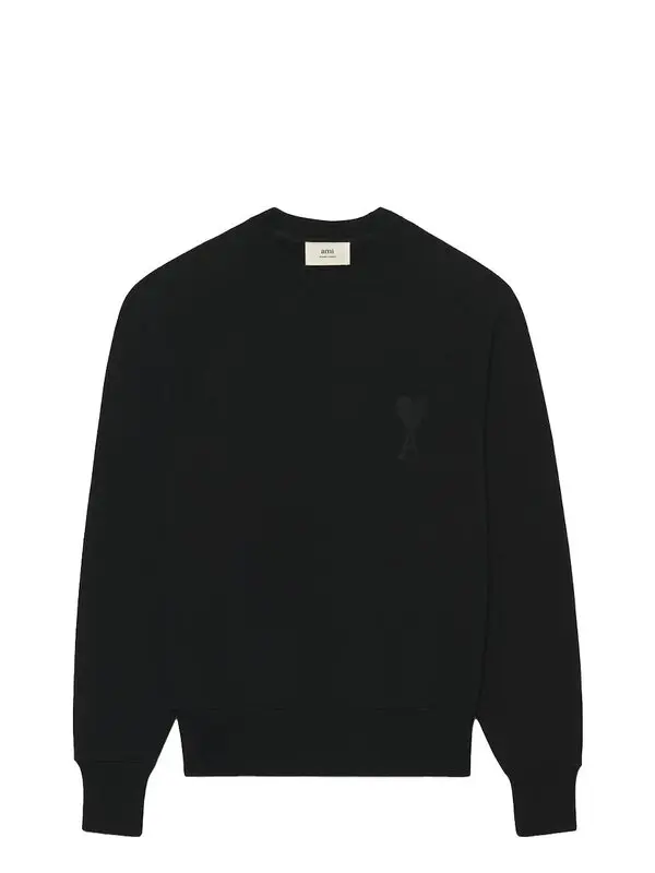 Ami De Coeur Tonal Boxy Fit Crewneck Sweatshirt - Black