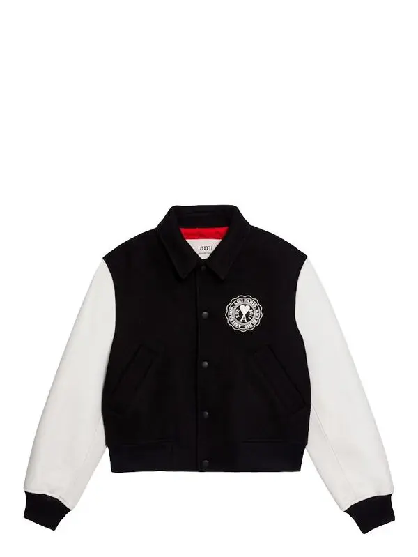Ami De Coeur Patch Teddy Jacket - Black/white