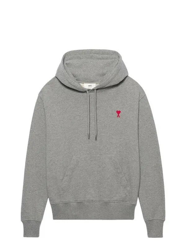 Ami De Coeur Classic Fit Hoodie - Heather Grey/red