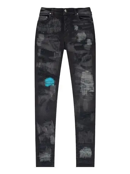 Amiri All Over Repair Jeans - Aged Black