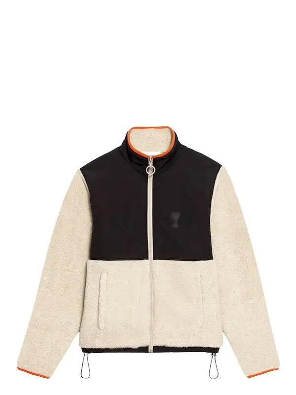 Ami De Coeur Sherpa Zipped Jacket - Beige/off White