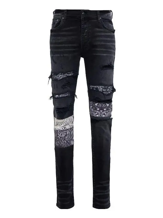 Amiri Bandana Skinny Fit Jeans - Black