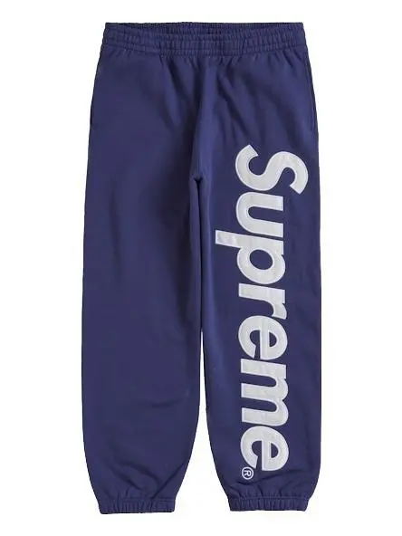 Supreme Satin Appliqué Sweatpant - Washed Navy Blue