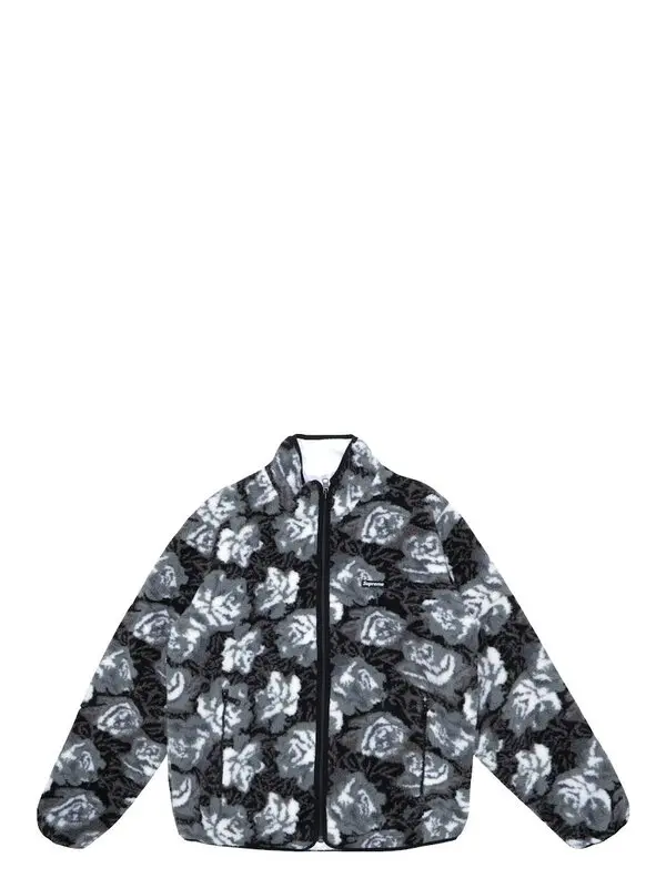 Supreme Roses Sherpa Fleece Reversible Jacket - Black