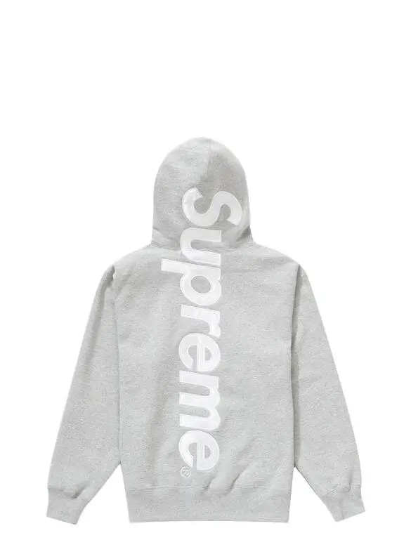 Supreme Satin Appliqué Hooded Sweatshirt - Heather Grey