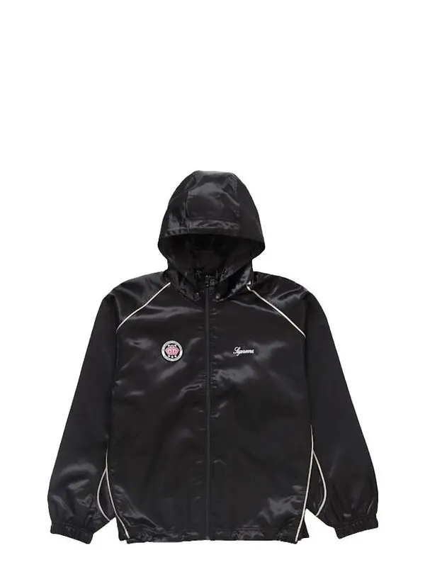 Supreme Satin Hooded Track Jacket - Black