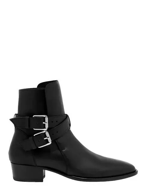 Amiri Leather Buckle Boots - Black