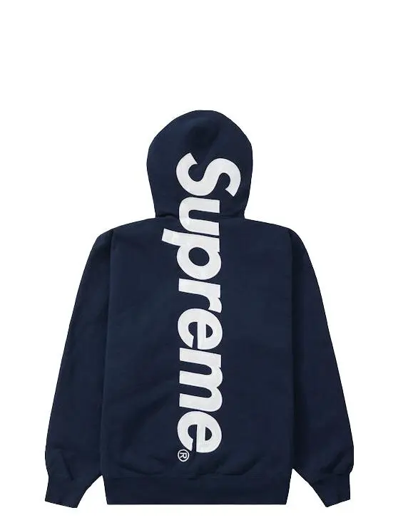Supreme Satin Appliqué Hooded Sweatshirt - Navy Blue