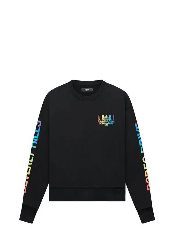Amiri Beverly Hills Crewneck Sweatshirt - Black/rainbow