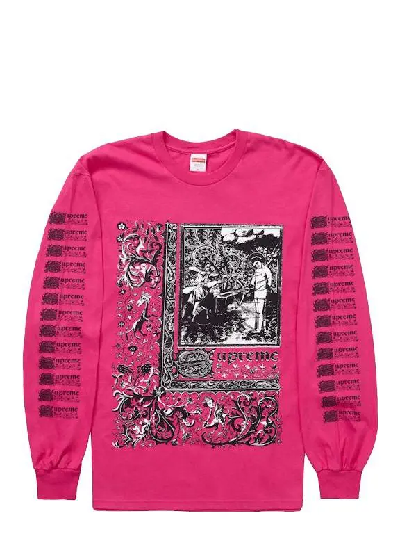 Supreme Saint Sebastian Long Sleeve Tee Shirt - Pink