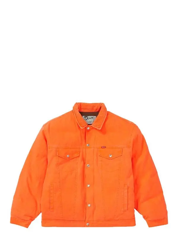 Supreme Schott Canvas Down Trucker Jacket - Neon Orange