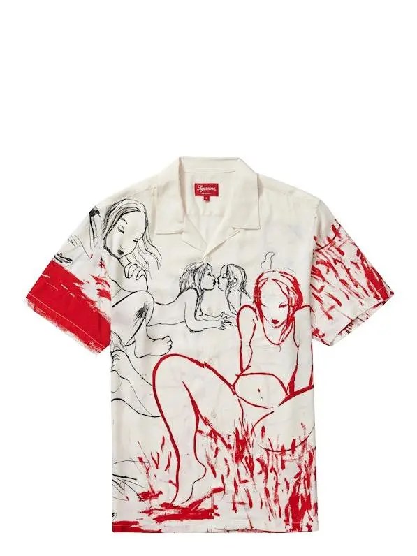 Supreme Rita Ackermann Rayon Short Sleeve Shirt - White