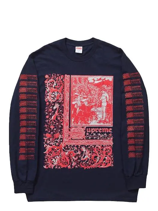 Supreme Saint Sebastian Long Sleeve Tee Shirt - Navy Blue