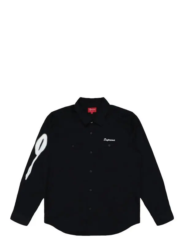 Supreme Rose Long Sleeve Work Shirt - Black