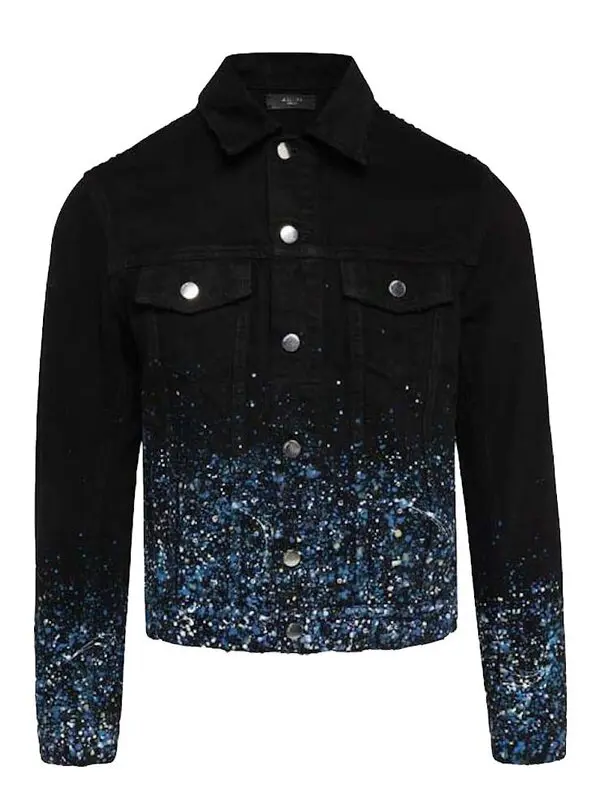 Amiri Crystal Rhinestone Denim Jacket - Black/blue