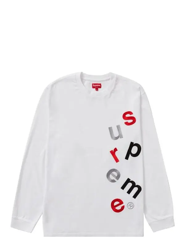 Supreme Scatter Logo Long Sleeve Top - White