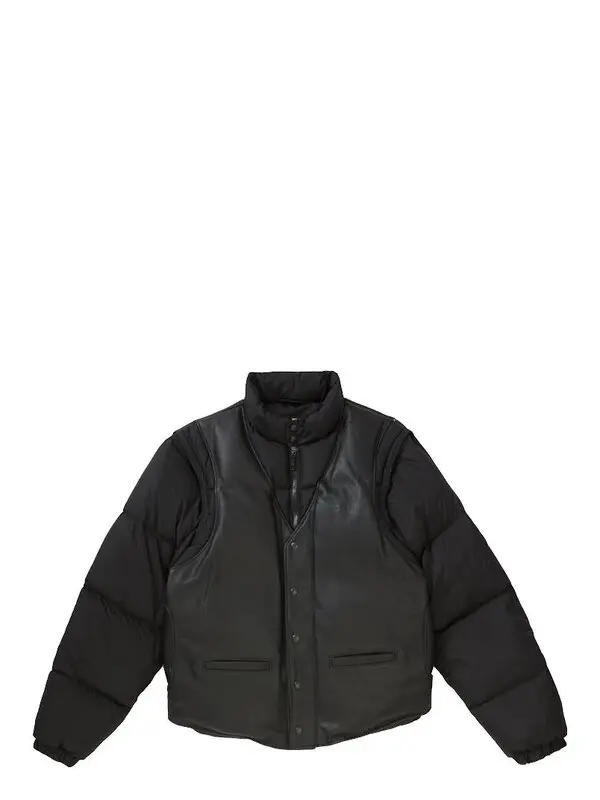 Supreme Schott Down Leather Puffy Vest - Black