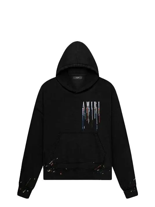 Amiri Embroidered Paint Drip Core Logo Hoodie - Black