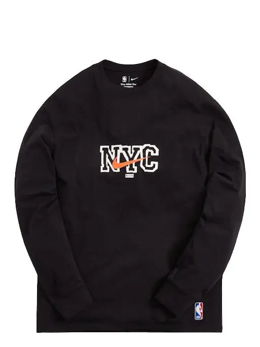 Kith Nike For New York Knicks Long Sleeve Tee Shirt - Black