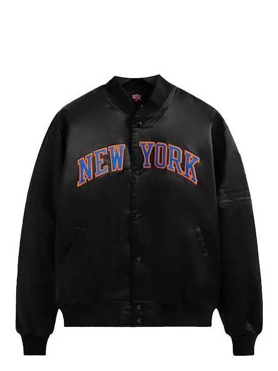 Kith New York Knicks Satin Bomber Jacket - Black