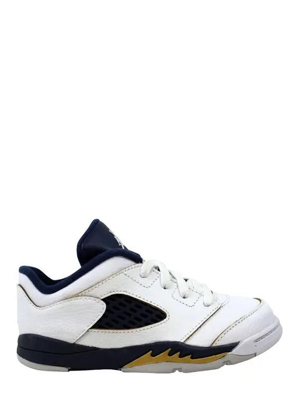 JORDAN 5 Retro Low Sneakers - White/midnight Navy Blue Metallic Gold